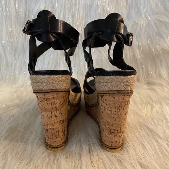 JustFab | Shoes | New Cute Black Wedge With Peeptoe Roseau Justfab ...